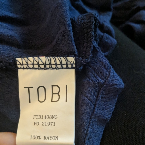 Tobi | Tops | Tobi Finders Keepers Boho Navy Blue Ruffle Flutter Sleeve ...